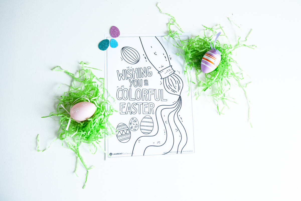 INSTANT DOWNLOAD: Wishing You a Colorful Easter Card & Coloring Page ...